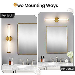KAISITE Gold Bathroom Light Fixture - Modern Bathroom Vanity Light Dimmable LED Bathroom Sconce Wall Lighting Fixture with Double Layer Shades 13W 4000K 23inch Bath Vanity Light Bar over Mirror