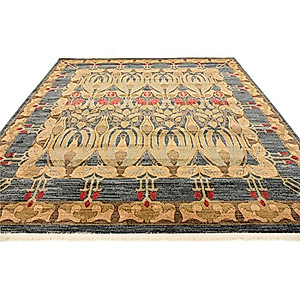 Unique Loom Edinburgh Collection Classic Oriental Traditional French Country Inspired Border Design Area Rug, 8' 0" x 8' 0", Blue/Beige