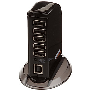 Amazon Basics 7 Port USB 2.0 Hub Tower with 5V/4A Power Adapter, Black
