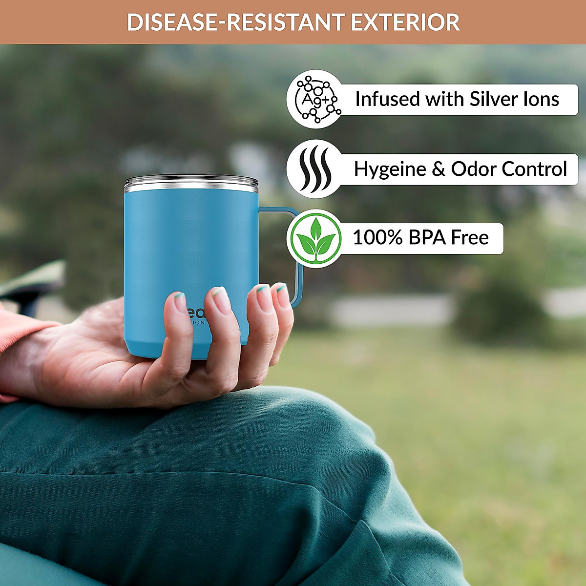 The Clean Hydration Company Insulated Coffee tumbler | Travel coffee mug | Ceramic Lined Tumbler | Iced Coffee Tumbler Cup with Lid | Double Wall Vacuum (Aqua, Mug 12oz)