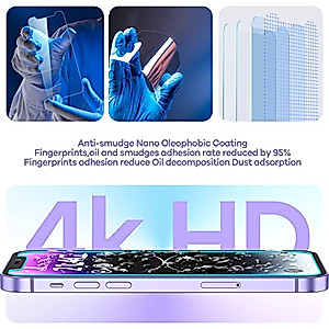 ORIbox Glass Screen Protector for iPhone 12 and iPhone 12 Pro, 3 Packs Anti-Scratch Eye-Protection HD Clear Tempered Glass Screen Protector