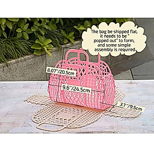 80's Retro Style Jelly Purse Retro Jelly Beach Bag Summer Child Bag Plastic Storage Basket Kids Baby Wedding Flower Girl Bachelorette Favors Boo Bags (020-coral)