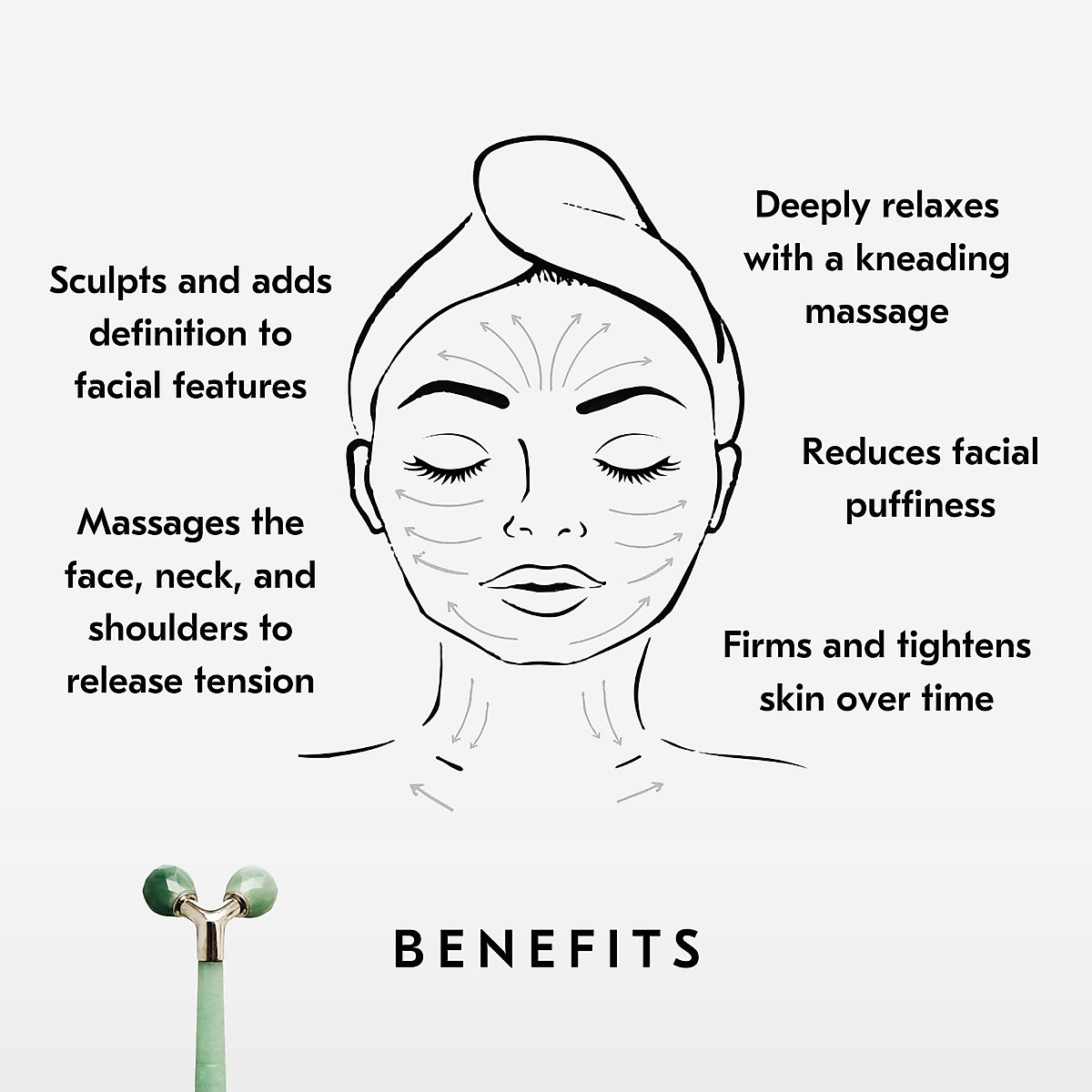 Mount Lai Jade Tension Melting Facial Massager for Face and Neck, Face Jade Roller Massager for Relieving Tensions