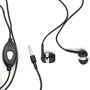 (Black) Vibrant Noise Isolating Earbud Earphones with Microphone for LG Lucid 4G Android Phone + Vangoddy Live Laugh Love Wristband!!