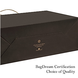BagDream 25Pcs 16x6x12 Inches Kraft Paper Bags with Handles Bulk Gift Bags Shopping Bags for Grocery, Merchandise, Party, 100% Recyclable Large Black Paper Bags