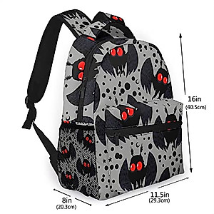 Mothman Silver Night Backpack Large Capacity School Book Bag Laptop Backpacks Lightweight Travel Bookbag Adult Daypack