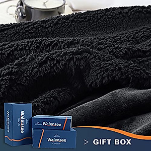 Walensee Sherpa Fleece Blanket (Twin Size 60”x80” Black) Plush Throw Fuzzy Super Soft Reversible Microfiber Flannel Blankets for Couch, Bed, Sofa Ultra Luxurious Warm and Cozy for All Seasons