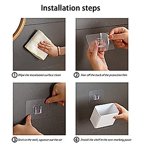 CINPIUK Floating Shelves Plastic Adhesive Wall Mounted Organizer Bins Makeup Storage Hanging Shelf Space Saving Holders for Bathroom, Shower, Kithcen, Office, 4pcs