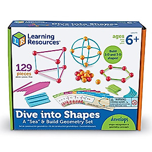 Learning Resources Dive Into Shapes! A Sea & Build Geometry Set, 129 Piece, Ages 6+ & Resources Tumble Trax Magnetic Marble Run, STEM Toy, 28 Piece Set, Ages 5+,Multi-Color,5"
