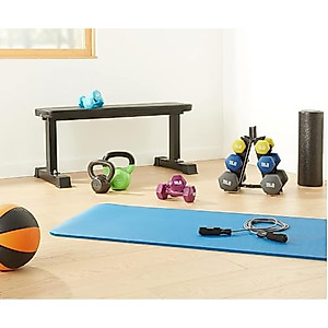 Amazon Basics Neoprene Coated Hexagon Workout Dumbbell Hand Weight, Rack with 2, 3, and 5 pound, Set of 3, Total 20 lb, Pink/Purple/Green