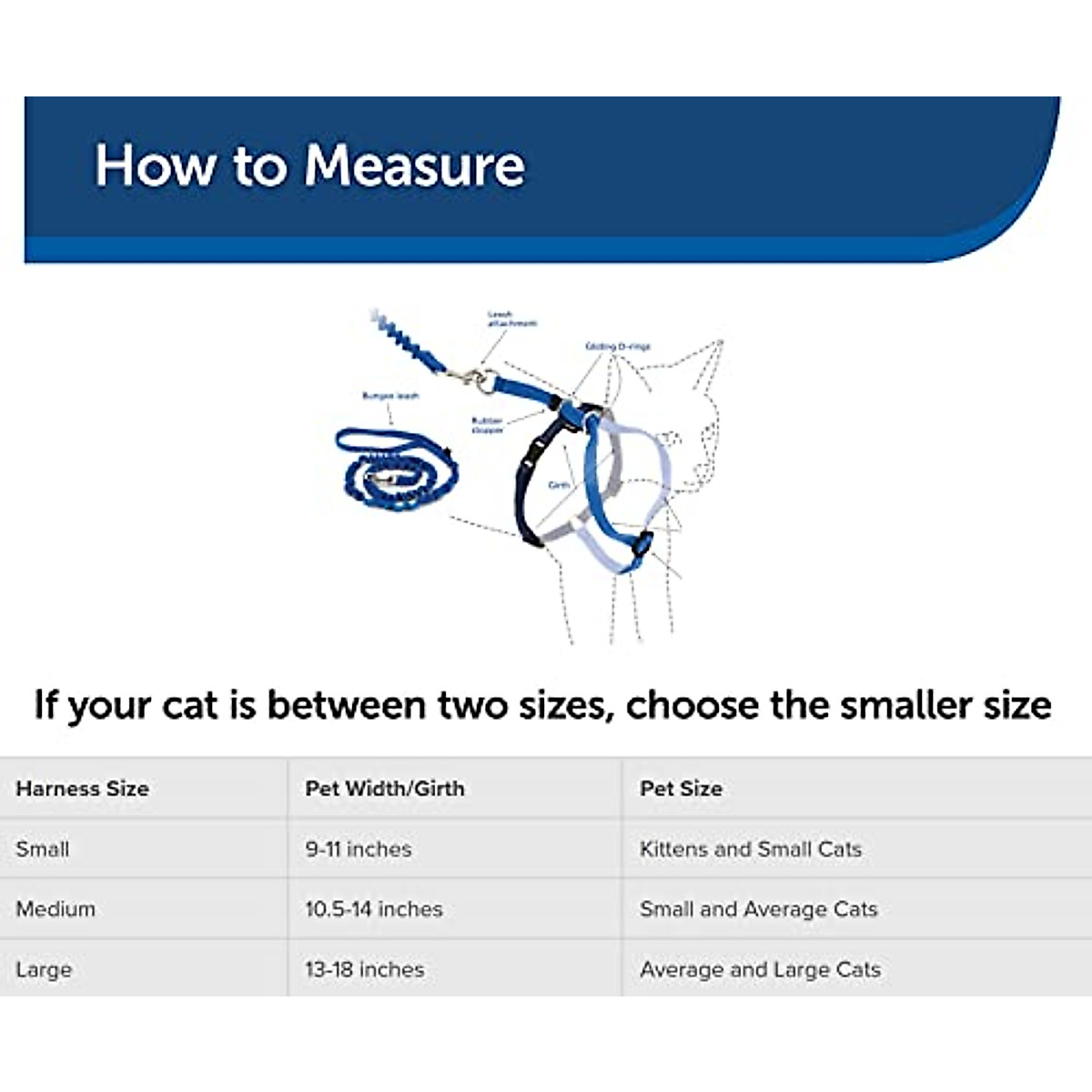 PetSafe Come With Me Kitty Harness and Bungee Leash, Harness for Cats, Large, Royal Blue/Navy