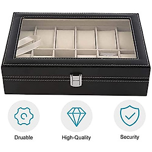 ZZYINH AN207 Leather Watch Box Jewelry Storage Box Organizer for Earrings Rings Bracelet Display Holder Case Small Jewelry (Color : Black)