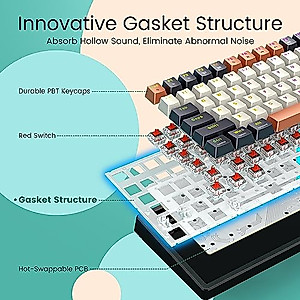 Mechanical Keyboard with Number Pad, Upgraded RGB Wired 85% Compact Keyboard with Gasket Structure, Hot Swappable Red Switch Mechanical Gaming Keyboard /Programmable /93 Keys for Windows Mac PC Laptop