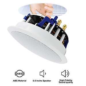 Herdio Passive Ceiling Speakers 6.5 Inch, 320W 2-Way Round Flush Mount Speakers, Easy to Install, Perfect for Home Theater Living Room Bathroom Office, (White, Pair)