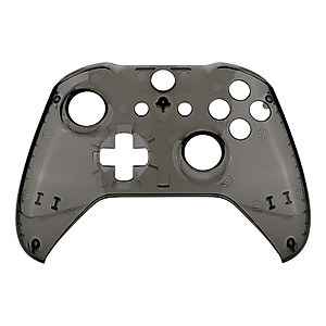 eXtremeRate Transparent Crystal Clear Black Faceplate Cover for Xbox One Wireless Controller (Model 1708), Custom Case Front Housing Shell for Xbox One S X Controller - Controller NOT Included
