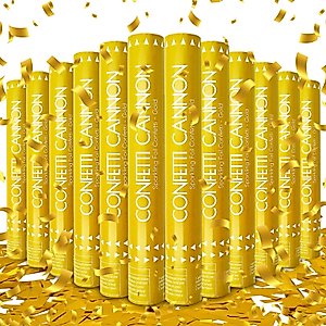Confetti Cannon 12 Pack Gold Confetti Poppers 12 Inch Streamer Cannon Confetti Golden Party Poppers Confetti Shooters Confetti Popper Cannon Bulk for Wedding,Birthday,Graduation,New Year Celebration