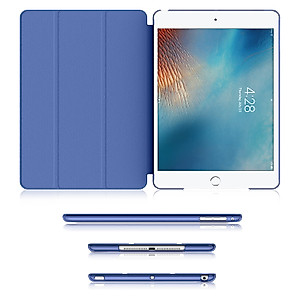 Soke Case for iPad 6th/5th Generation 2018/2017, [Slim Trifold Stand + Auto Wake/Sleep], Premium Protective Hard PC Back Cover for Apple 9.7-Inch iPad Air 2 & Air 1 (Navy)