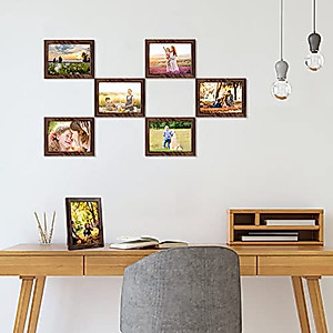 Giftgarden 5x7 Picture Frame Brown Set of 7 Rustic Walnut-Color Photo Frames 5 by 7 for Wall or Tabletop