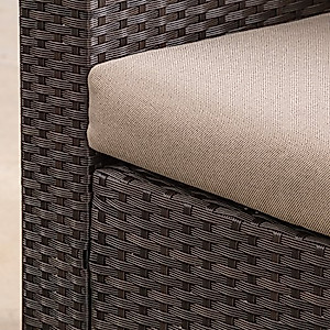 Christopher Knight Home Puerta Outdoor Wicker Sofa Set, Dark Brown And Beige