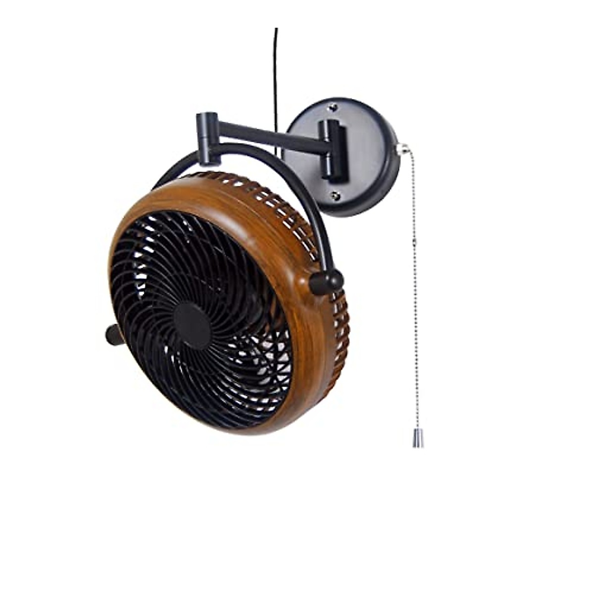 Vento VIVI-DC 10 In. Wall Mount Swivel fan with Folding Arm (Walnut)