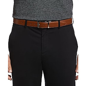 Perry Ellis Men's Portfolio Amigo Reversible Leather Belt, Stitched Edges, Durable, 1.5” Width (Available in Big & Tall), Luggage Brown, 42
