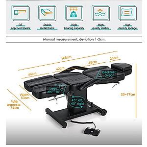 TATARTIST Electric Tattoo Chair Portable Client Tattoo Table Spa Bed Massage Table Facial Chair Dental Chair Tattoo Studio Salon Equipment (Black)
