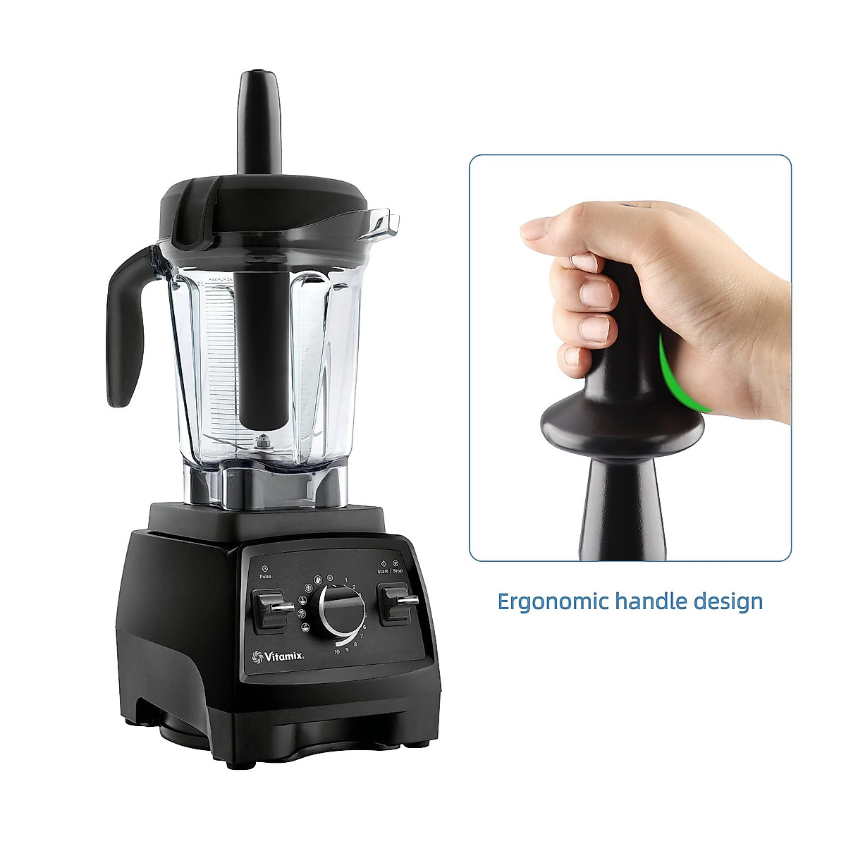 BXIZXD Low Profile Blender Tamper Accessories Parts Replacement for Vitamix Blender 64-Ounce and 40-Ounce Containers Only, Compatible with Professional Series Pro 750 5300 7500 Blender, 11 In, Black