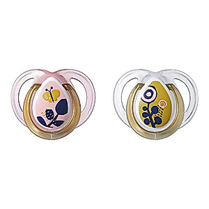 Tommee Tippee Moda Pacifiers, Symmetrical Design, BPA-Free Silicone Binkies, 0-6m, 2-Count