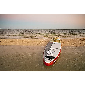 Boardworks SHUBU Great Bear | Touring All Water Inflatable Stand Up Paddleboard | SUP Package Includes Pump, Three Piece Paddle and Roller Bag Complete Kit | 14', Red/Grey/White