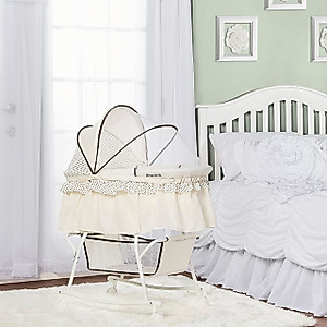 Dream On Me Lacy Portable 2-in-1 Bassinet & Cradle in Cream, Lightweight Baby Bassinet with Storage Basket, Adjustable and Removable Canopy