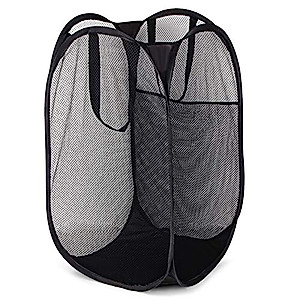 Pop-up Laundry Hamper, Folding Mesh Laundry Basket with Durable Handles, Collapsible Clothes Hampers for Kids Room, College Dorm, Travel