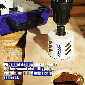 JEFE HEX Bi-Metal Hole Saw Kit, 7-Piece Hole Saw Set 7/8",1",1-1/8",1-1/4" and 1-1/2" Hole Saw with Mandrels for Metal, Wood, Plastic, PVC and Drywall