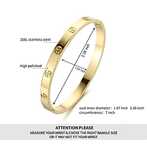 YCSLYW Women's Stainless Steel Bracelet Jewelry Crystal Bracelet With Cube Zircon Hinge Jewelry oval Bangle Christmas Valentines Birthday Gifts for Women