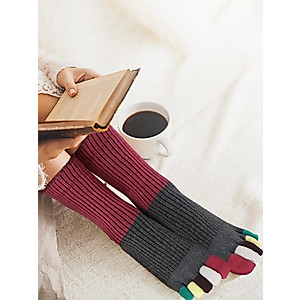 Bencailor 5 Pairs Women's Toe Socks Cotton Five Toe Finger Socks Toe Separator Socks for Women Men Athletic (Simple Color)