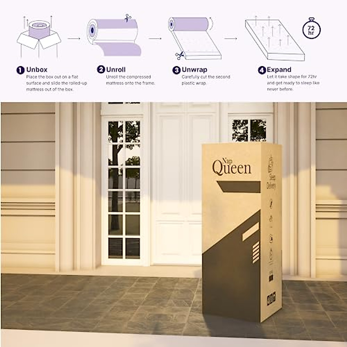 NapQueen Cashmere, 14" Queen Hybrid of Memory Foam and Edge Support Pocket Coils, Pillow Top Mattress
