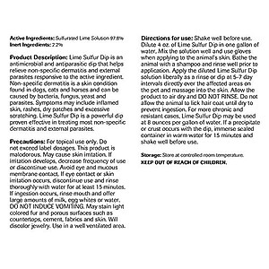 Revival Animal Health Vet Basics Lime Sulfur Dip - Concentrated Solution for Dogs & Cats & Horses - 16oz