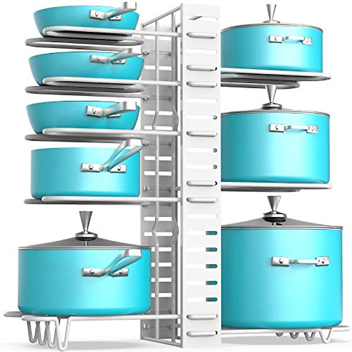 Vdomus Extensible Pot Rack Organizer with 4 DIY Methods Black & Adjustable 3 DIY Methods Pots and Pans Shelf