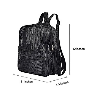 MAY TREE Small Mesh Backpack for School See Through Daypack for Beach Beach, Swimming, Outdoor, Fitness, Travel, Sports, Black