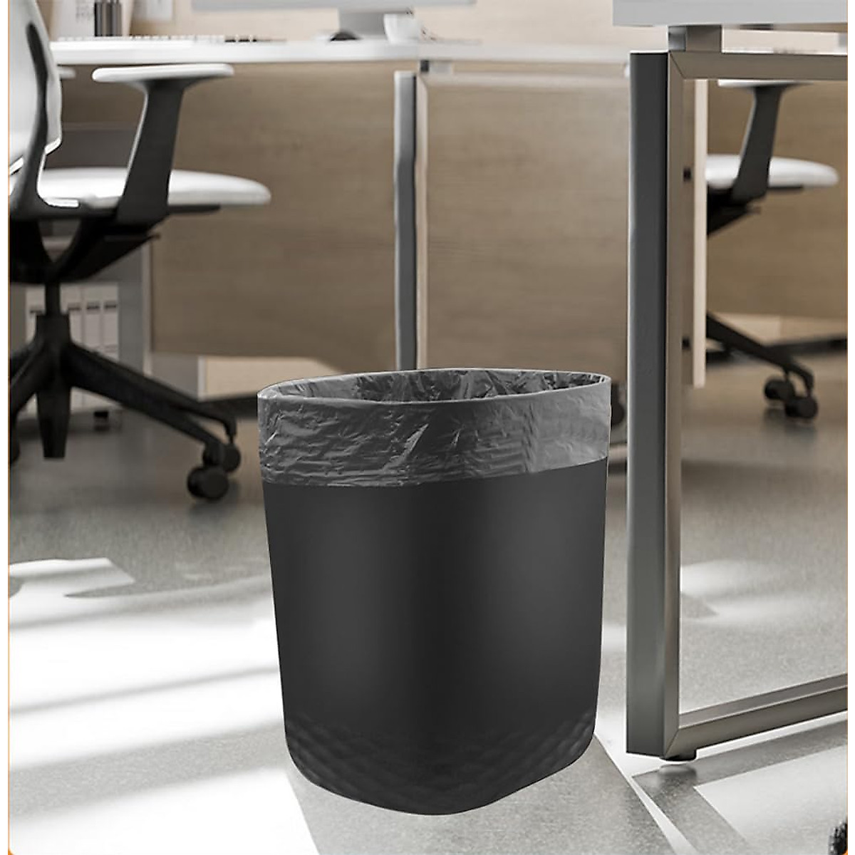 Feiupe Small Trash Can with 60 Count of Trash Bags,2.5 Gallon Wastebasket Recycling Bin Trash Can for Bathroom Bedroom Office Kitchen (2, Black)