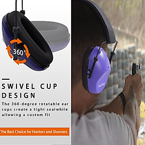 HUARUI Noise Cancelling Ear Muffs, Ear Protection Safety Earmuffs for Shooting, Noise Reduction for Adults Kids Autism Hearing Protection (Light Purple)