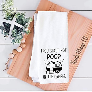 XIKAINUO Funny Camper Waffle Cotton Kitchen Towels Hand Towel, Camping Kitchen Decor Towel Flour Sack Towel Dish Towel for Campers, Hikers, Friend Camping Camping RV Accessories Gifts