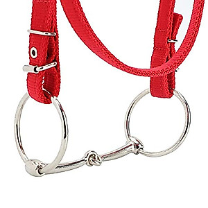 Red Horse Bridle, Adjustable Horse Bridle Rein Harness Headstalls Durable Wearresisting With Soft Cushion Double Check Design