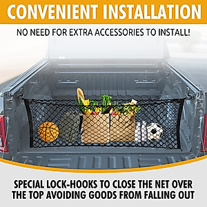 Envelope Style Trunk Mesh Cargo Net For Ford F150 2015 - 2023 Car Accessories - Premium Trunk Organizers and Storage - Cargo Bed for Pickup Truck