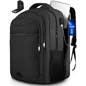 Z-MGKISS Travel Backpack, Large Laptop Backpack, TSA Carry On Backpack Flight Approved, Durable Business Gaming Backpack College School Backpack For Women Men with USB Fits 17.3 Inch Notebook, Black