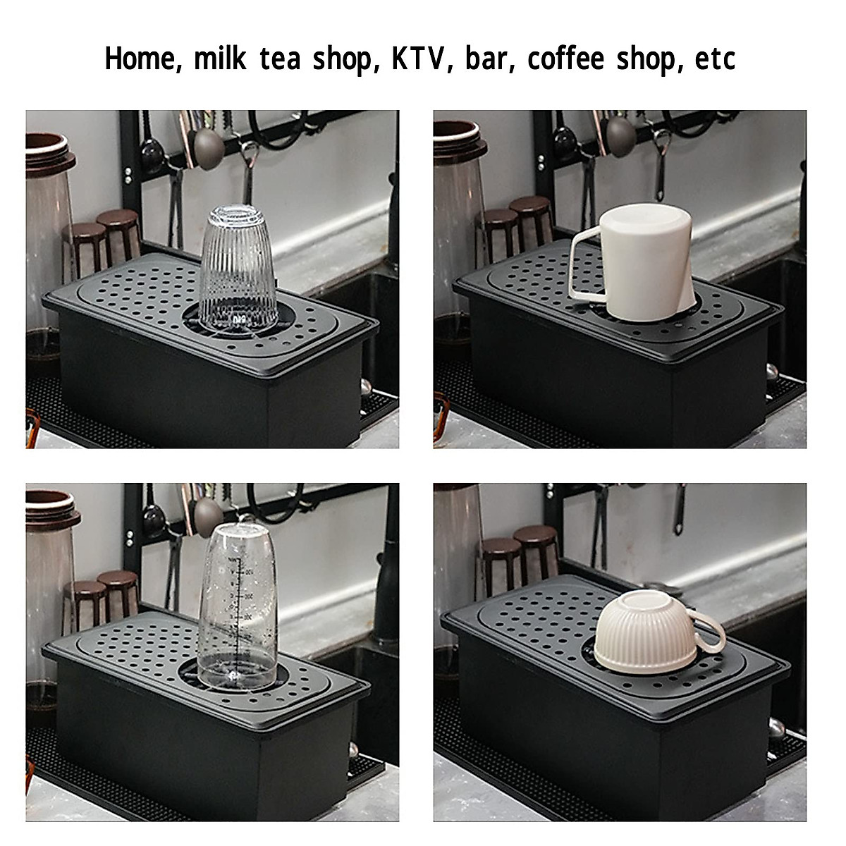 Pitcher Rinser Stainless Steel From Opening Kitchen Sink Automatic Glass Cup Washer for Hotel Bar Coffee Milk Tea Cup Black Your Hands (Large)