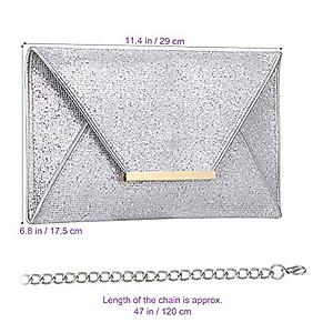 TENDYCOCO Women Evening Clutch Bag Silver Rhinestone Purse Glitter Prom Clutch Purse for Women Ladies
