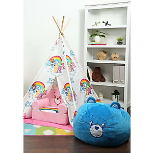 Fun Costumes Care Bears Grumpy Bear Plush Pouf Decoration, Super Soft Cushioned Blue Bean Bag Chair, Home & Bedroom Ottoman Decor ST