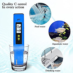 COMUSTER PENPH pH Pen,Digital Water Meter,pH Meter for Hydroponics Digital pH Test Pen 0.01 High Accuracy Pocket Size with 0-14 PH Measurement Range for Home Drinking,Swimming Pools and Aquariums,Blue
