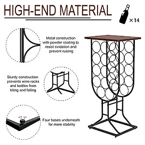 Taleco Gear Freestanding, Wine Stand Rustic Style, Holds 14 Bottles of Wine, freestanding Floor, Decorative Wine Storage Rack, Stackable Metal Wine Rack