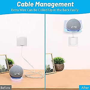 Kakajuelo Wall Mount for Echo Dot 4th/5th Generation, Speaker Mount for Echo Dot 5th Gen with Clock & Kids Edition, Transparent Light Guide Wall Mount Enhanced Halo Effect More Eye-Catching (1Pack)